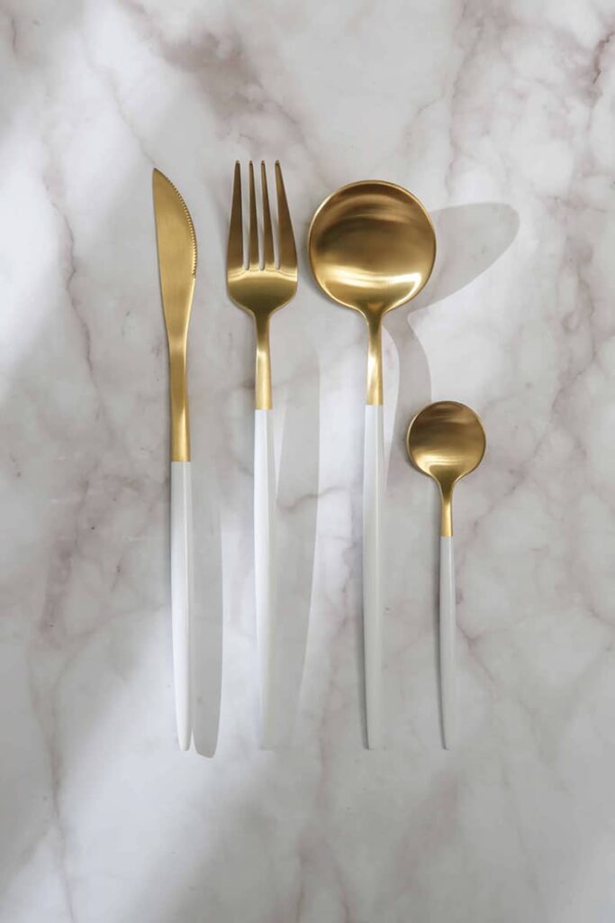 Gold Flatware Set With White Handle | Matte Gold + Reviews