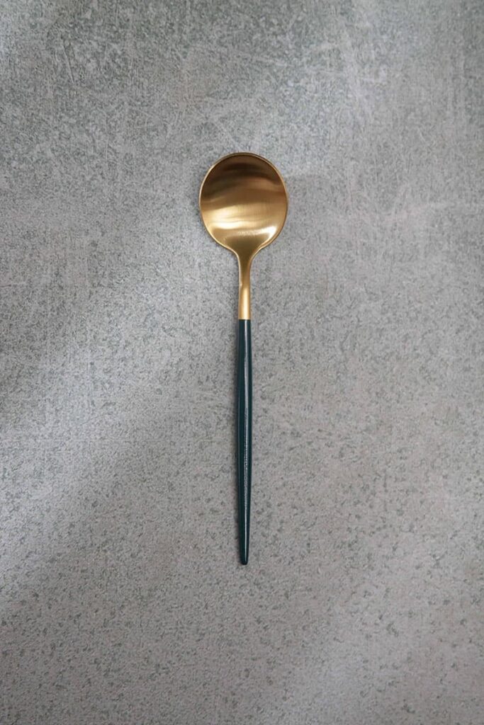 Mate Gold Flatware 5-piece Set | Round Green Handle +Reviews